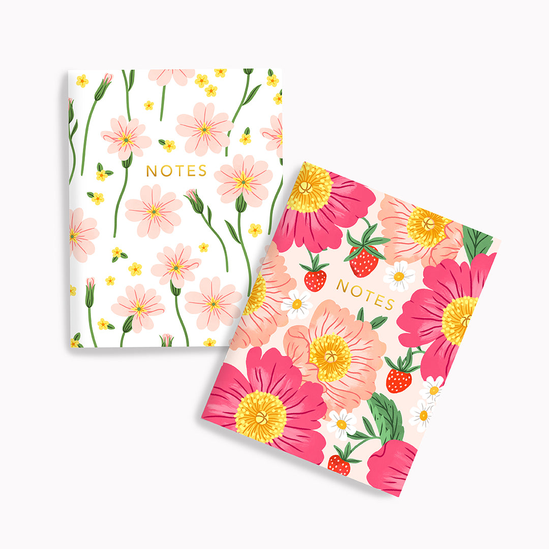 Strawberry Peonies + Lottie Floral | Pocket Notebook Set – Linden Paper Co.