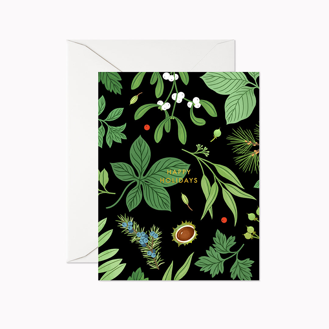 Happy Holidays Greenery Card – Linden Paper Co.